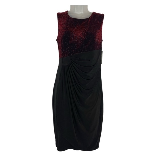 Enfocus Studio | Dresses | Enfocus Red Shimmer Bodice Sleeveless Ruched ...